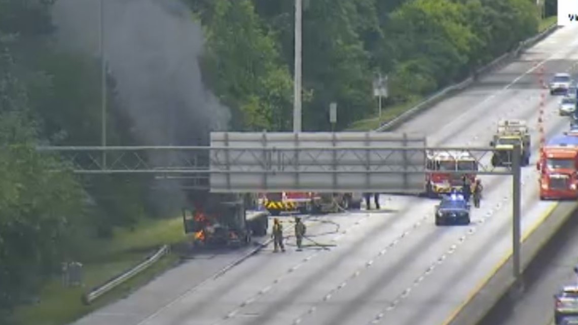 Atlanta traffic I 285 car fire backs things up | 11alive.com