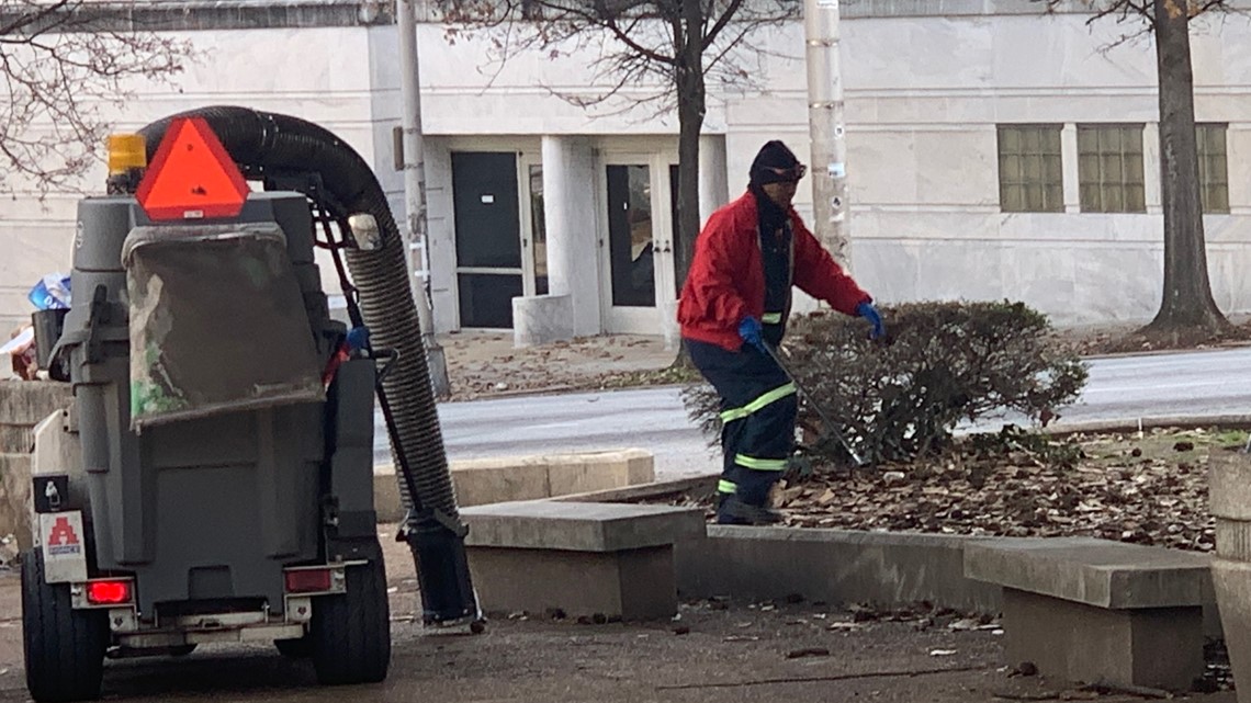 After Christmas outreach event, city workers clean up downtown park ...