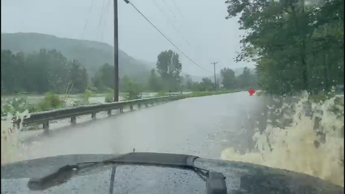 Dashcam video | Driving through Vermont flooding | 11alive.com