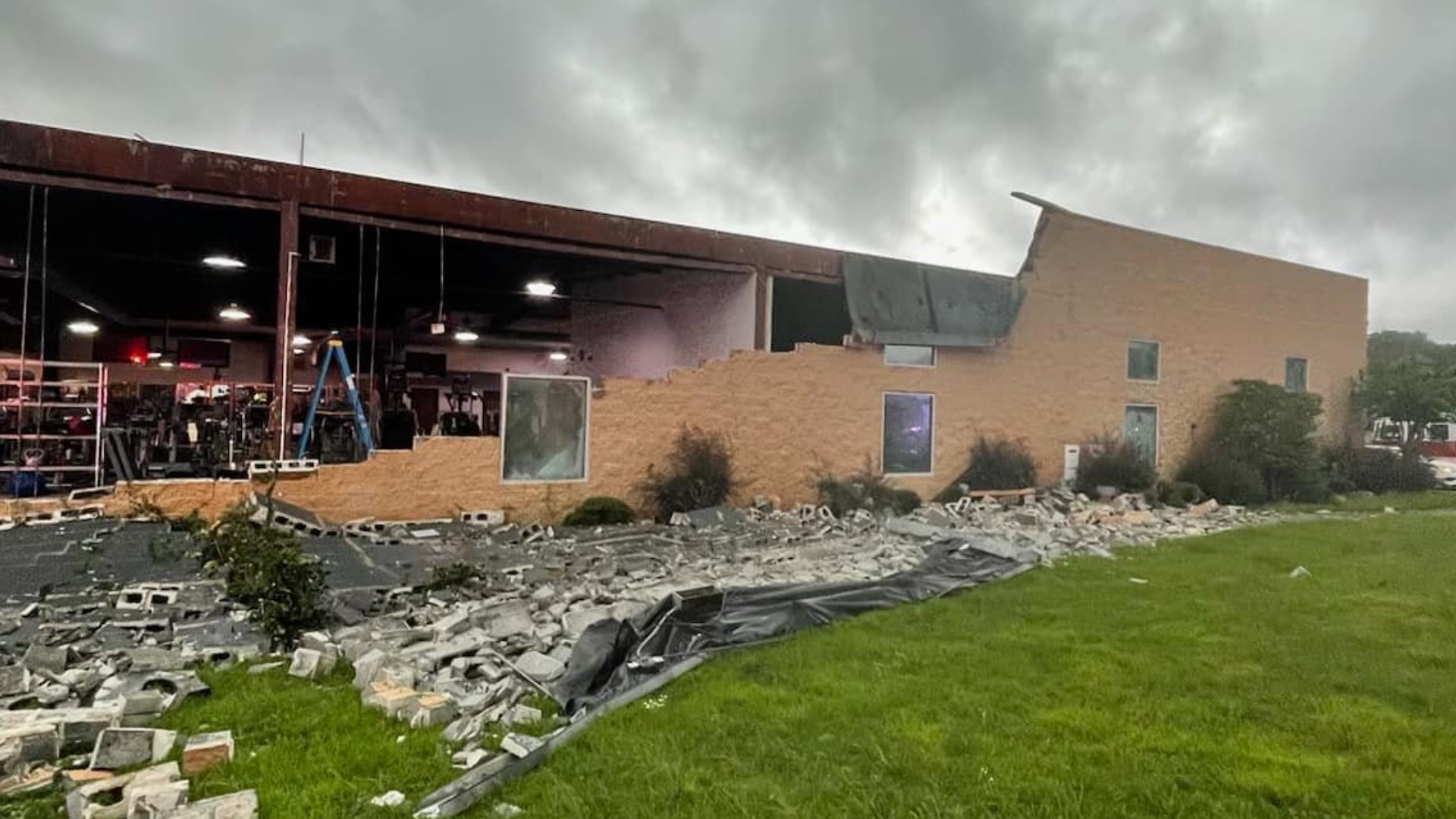 Firehouse Gym wall ripped off Calhoun damage | 11alive.com