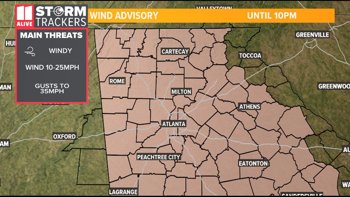 Atlanta weather wind advisory fire watch for Georgia today | 11alive.com