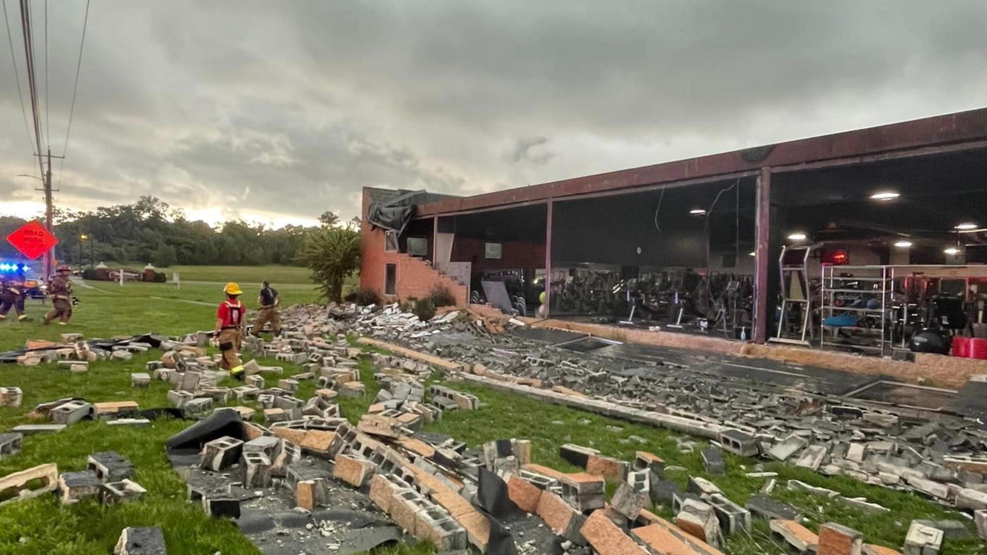 Firehouse Gym wall ripped off Calhoun damage | 11alive.com