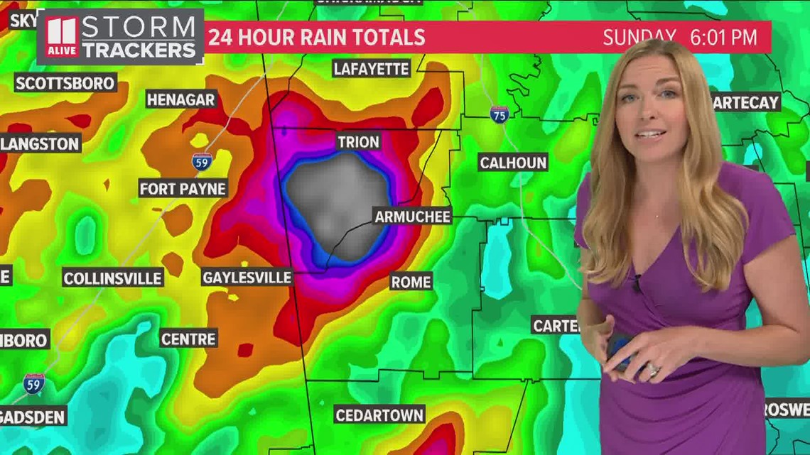 Rain totals in the past 24 hours in northwest Georgia | 11alive.com