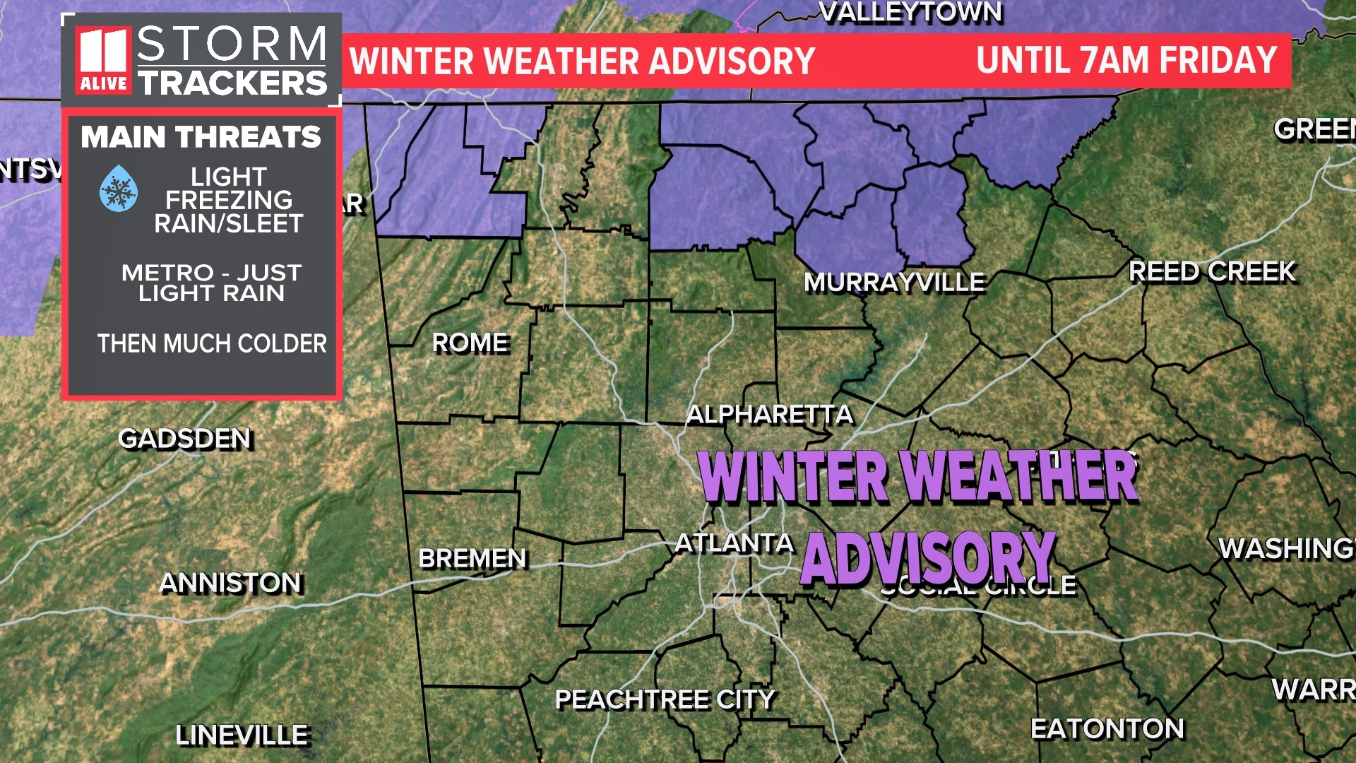 Georgia weather new winter advisory for northeast counties | 11alive.com