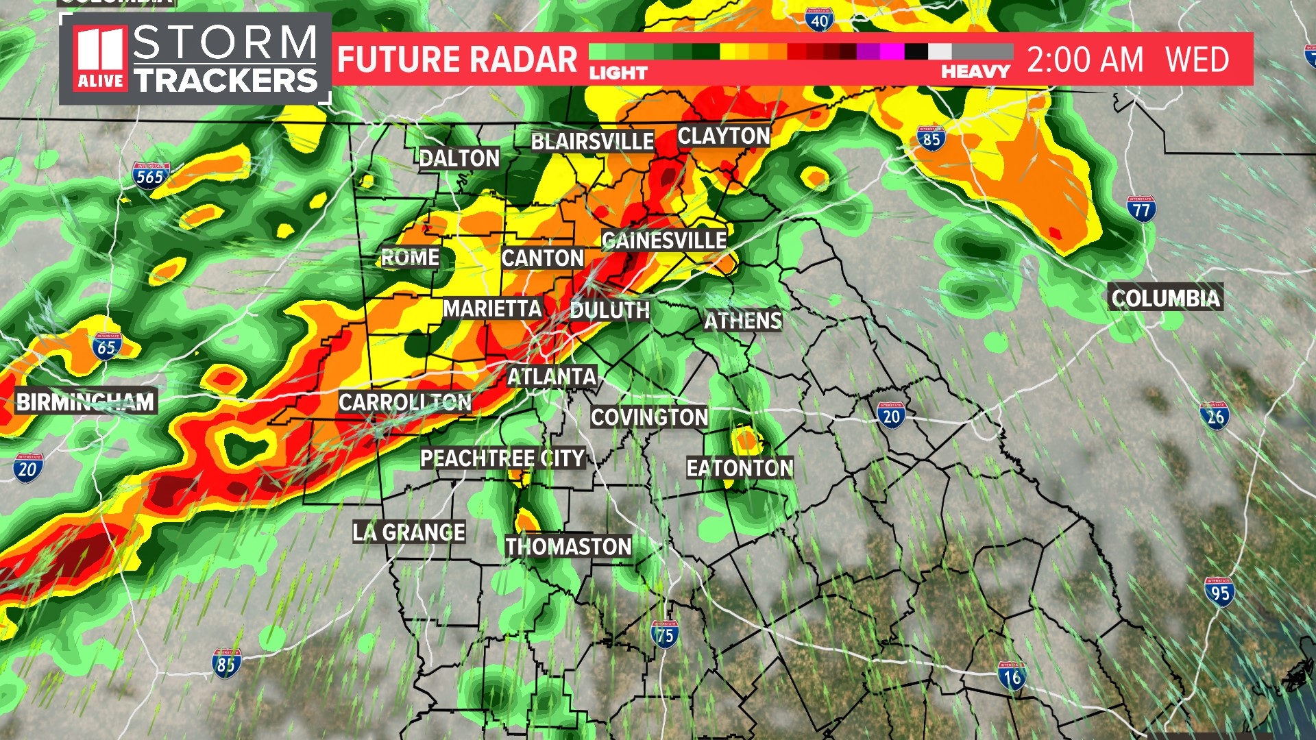 Georgia weather metro Atlanta thunderstorm timeline tonight | 11alive.com