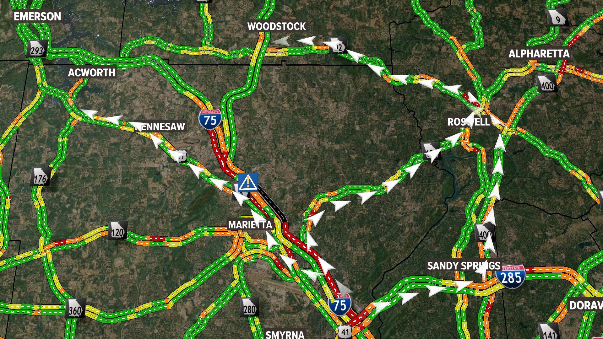 Traffic delays on I-75 n Canton Road Marietta | 11alive.com