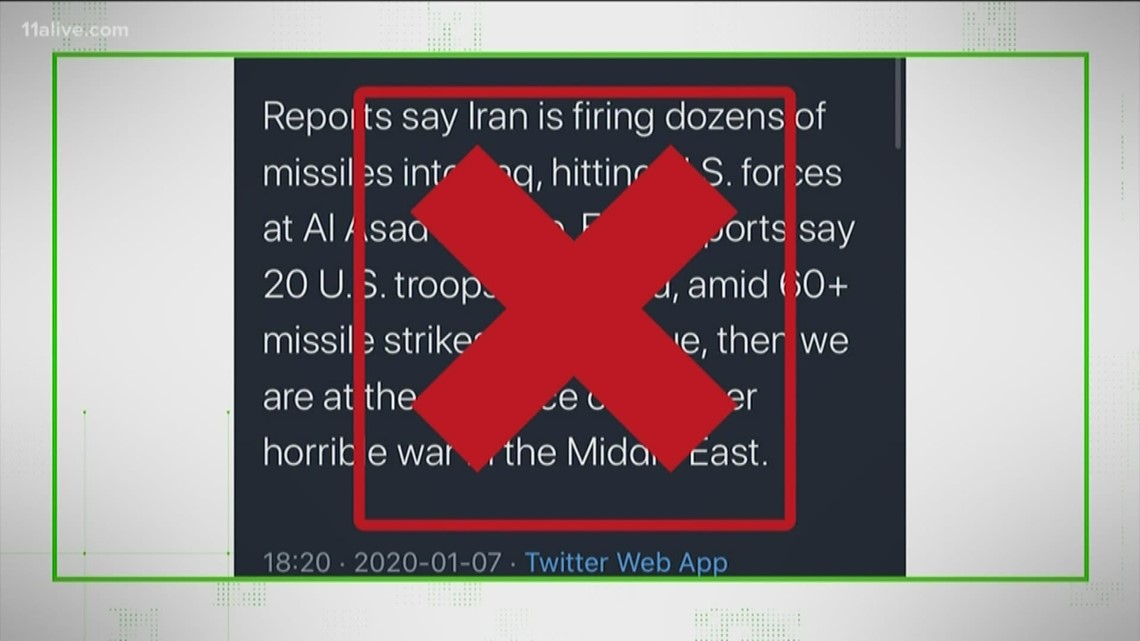 VERIFY: Misleading viral tweets after Iran missile strikes | 11alive.com