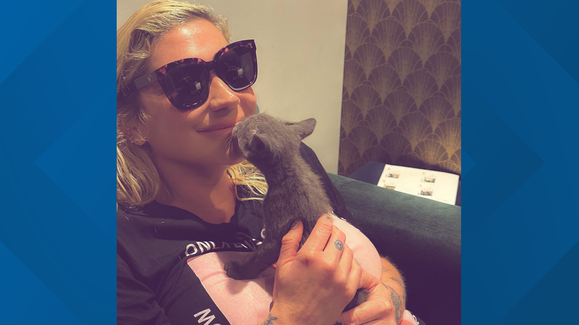 Kesha cozy with cats from Best Friends Animal Society in Atlanta ...