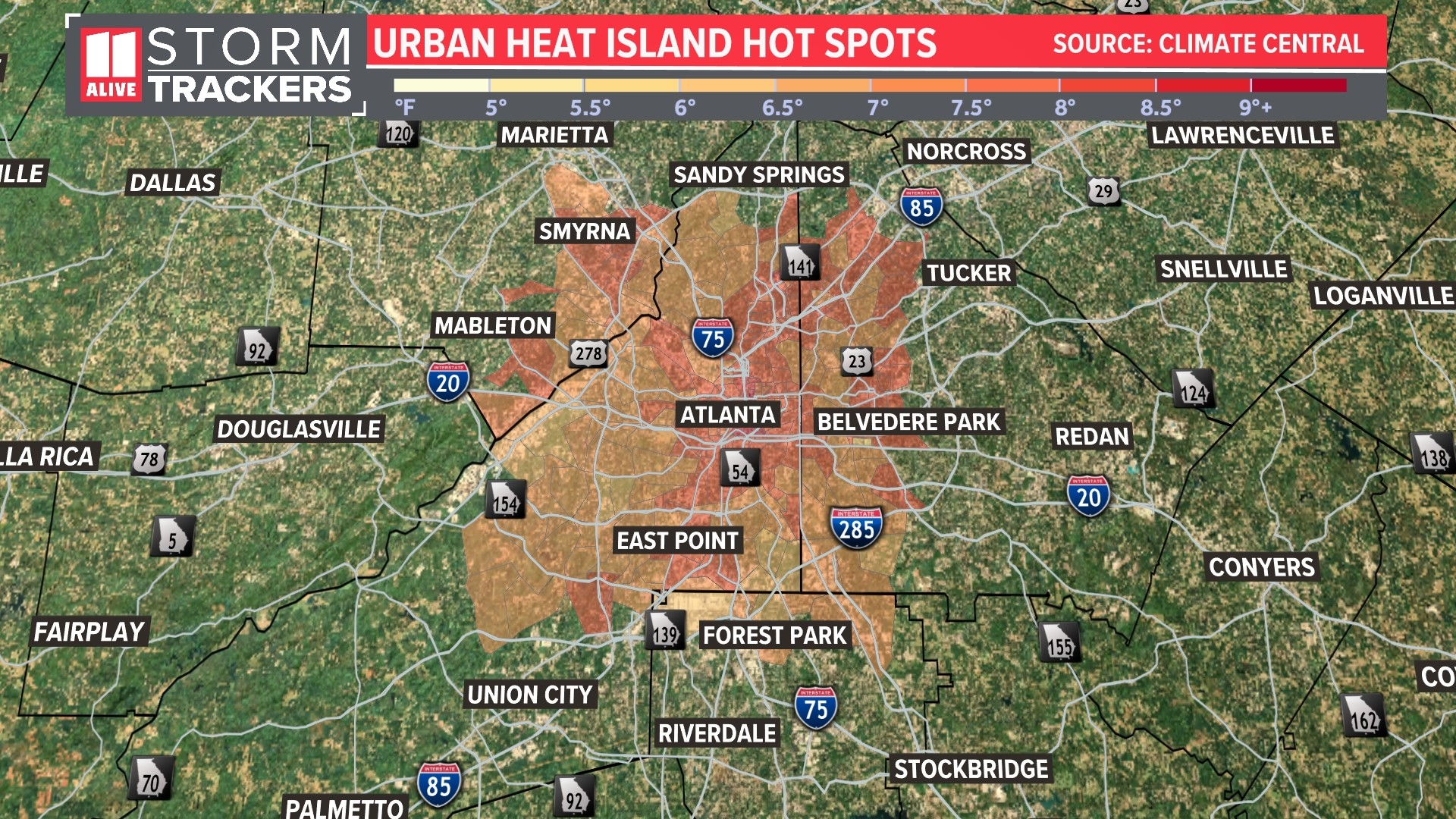 Urban Heat Island hot spots in Atlanta | 11alive.com
