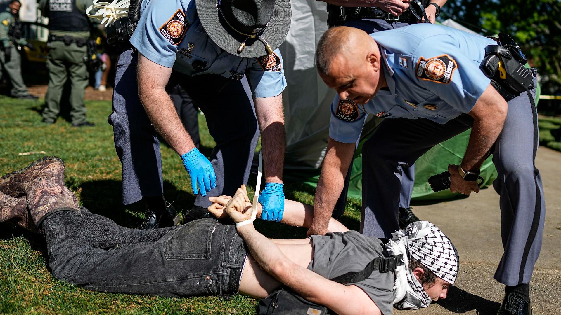 Emory University Gaza Palestine Cop City protest; police respond ...