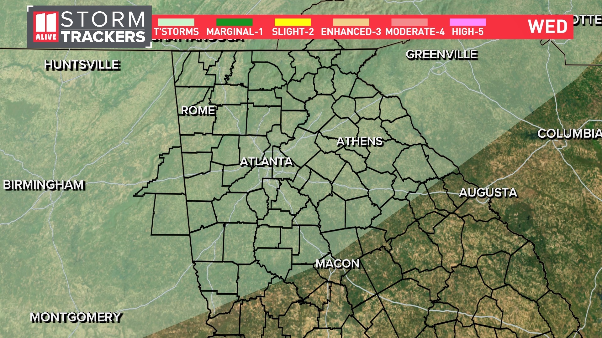 Tracking rain and risk for isolated storms Wednesday | Timeline | 11alive.com