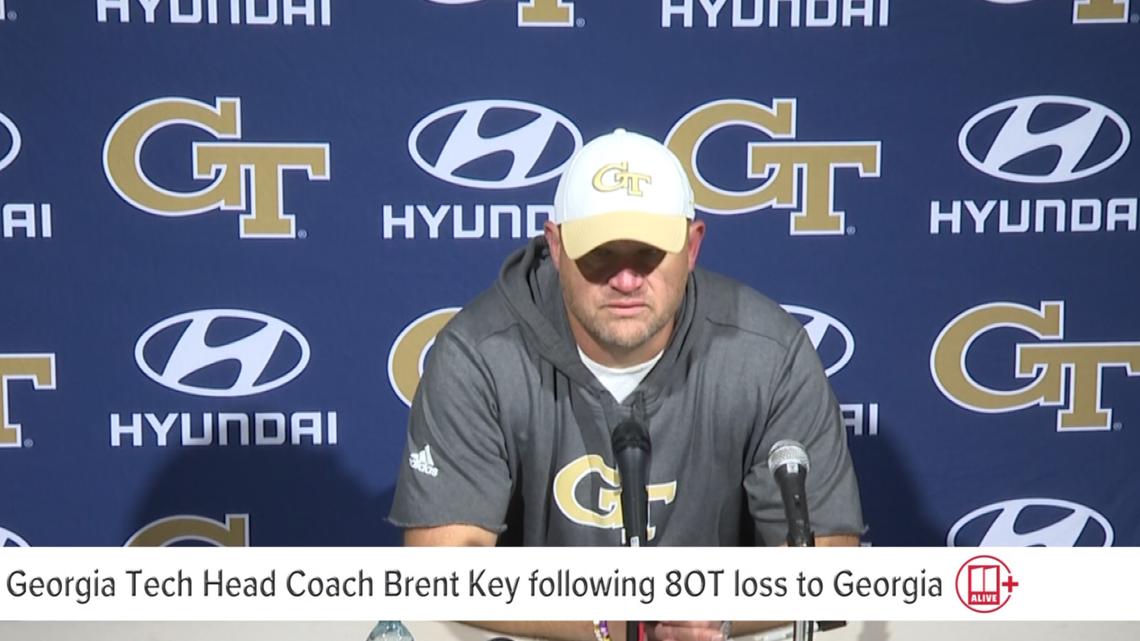 Georgia Tech Head Coach Brent Key speaks following 8OT loss to Georgia ...