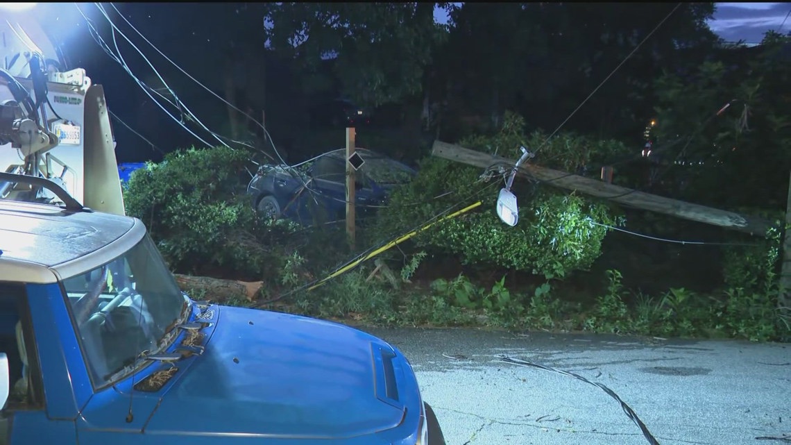Cars damaged after tree knocks power lines down near Grant Park ...