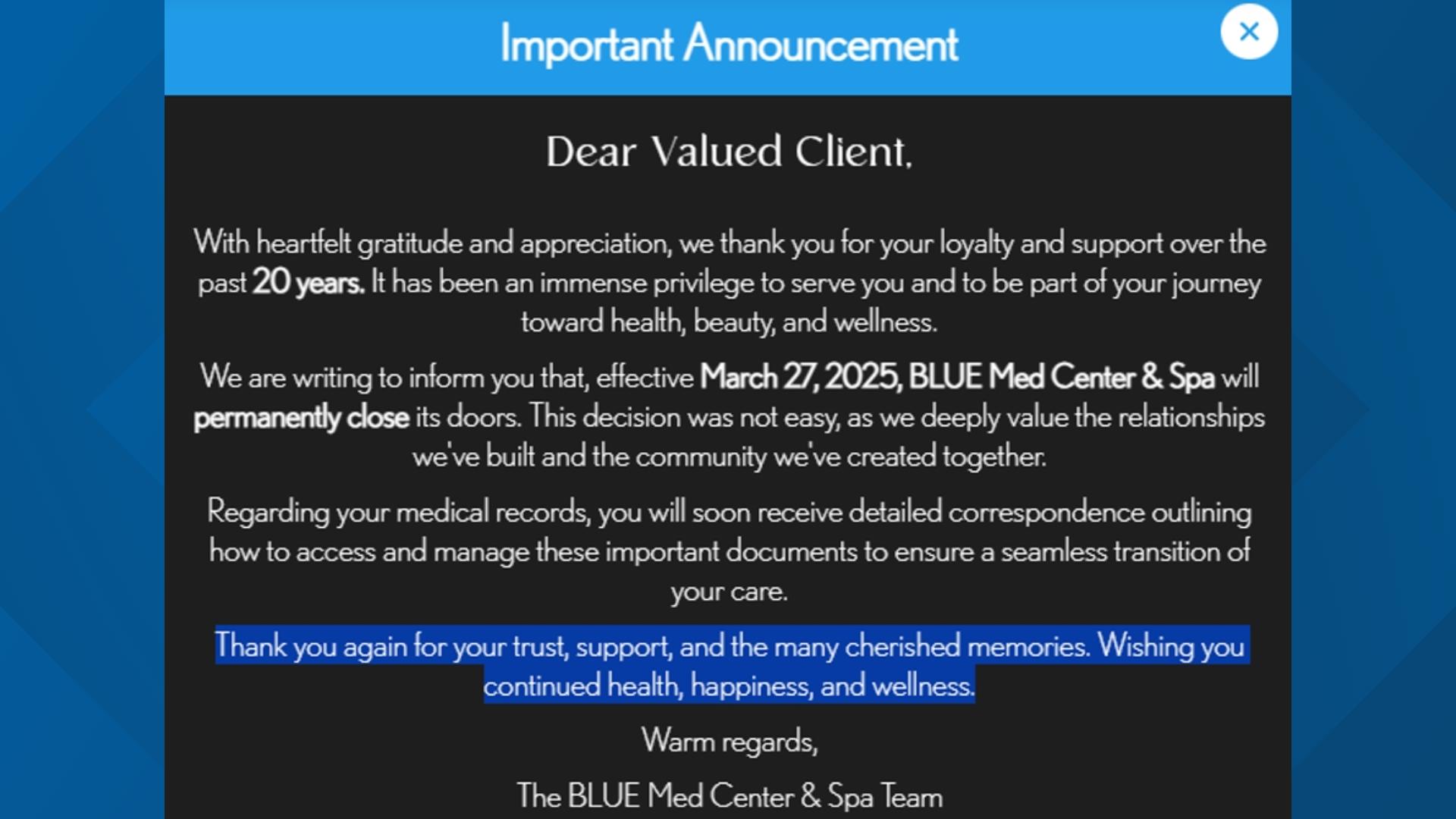 Blue Med Center and Spa closes in Atlanta | 11alive.com
