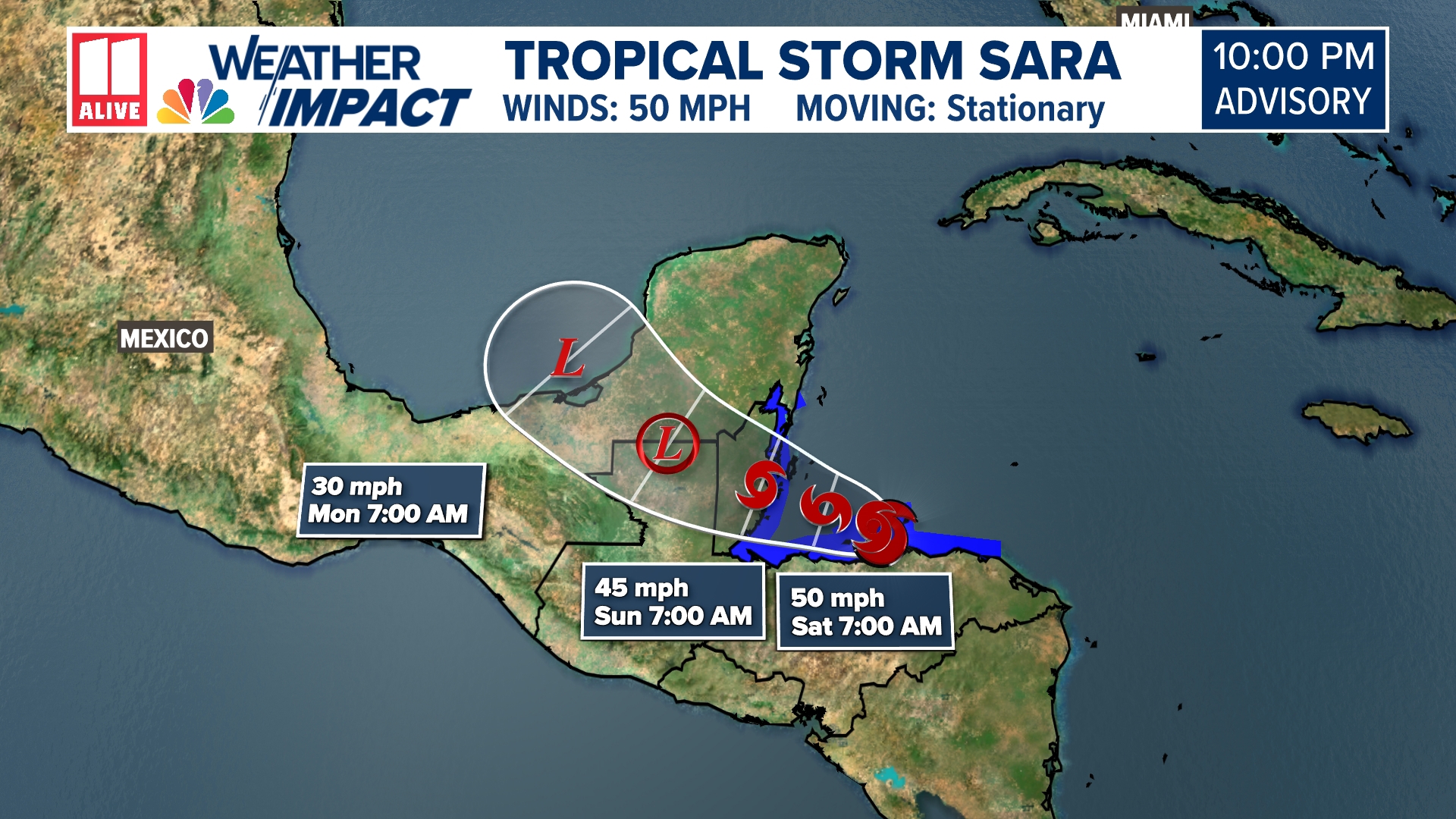Tropical Storm Sara updates | Track and Models | 11alive.com