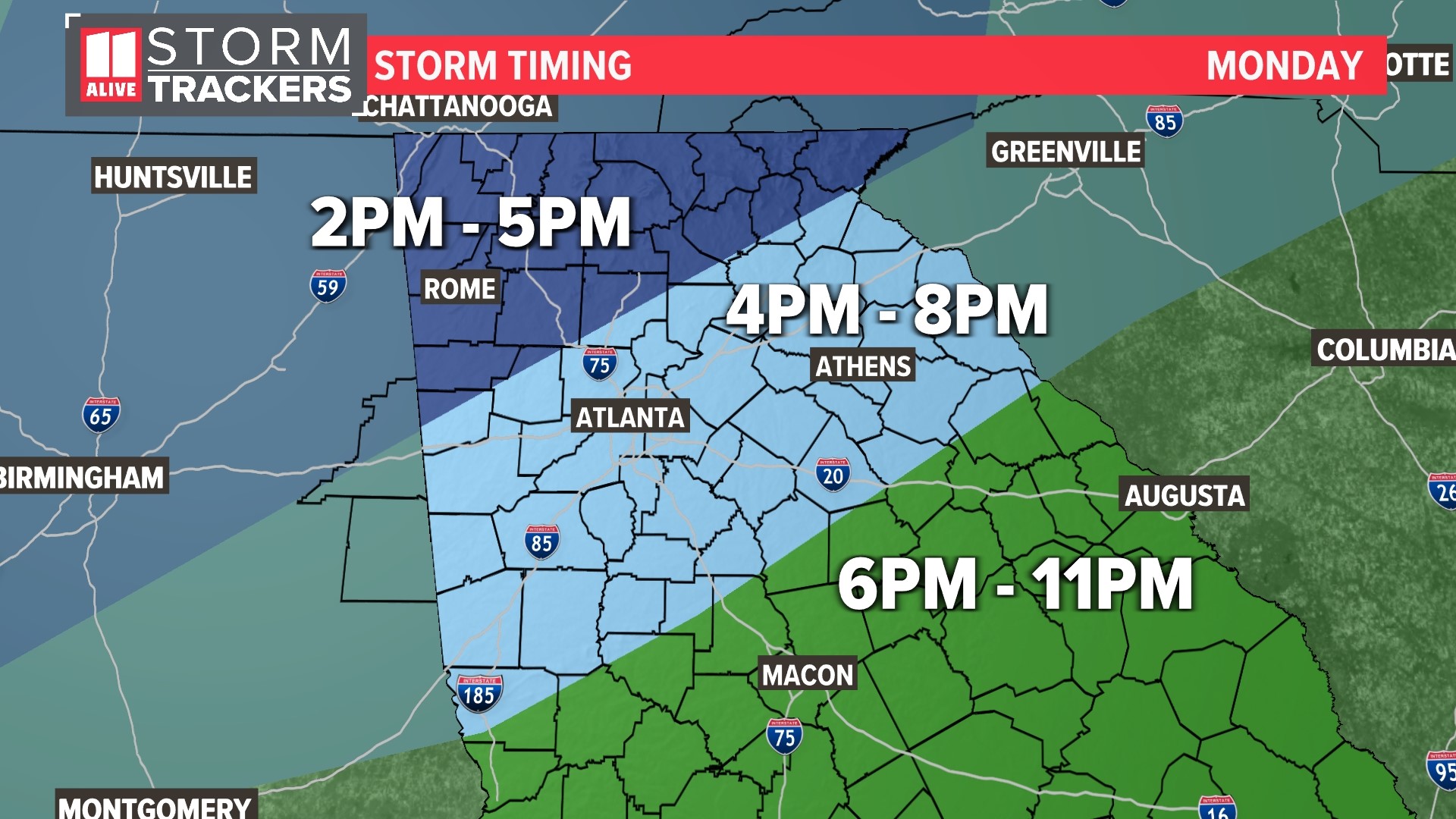 Atlanta north Georgia weather today | Timeline for storms | 11alive.com