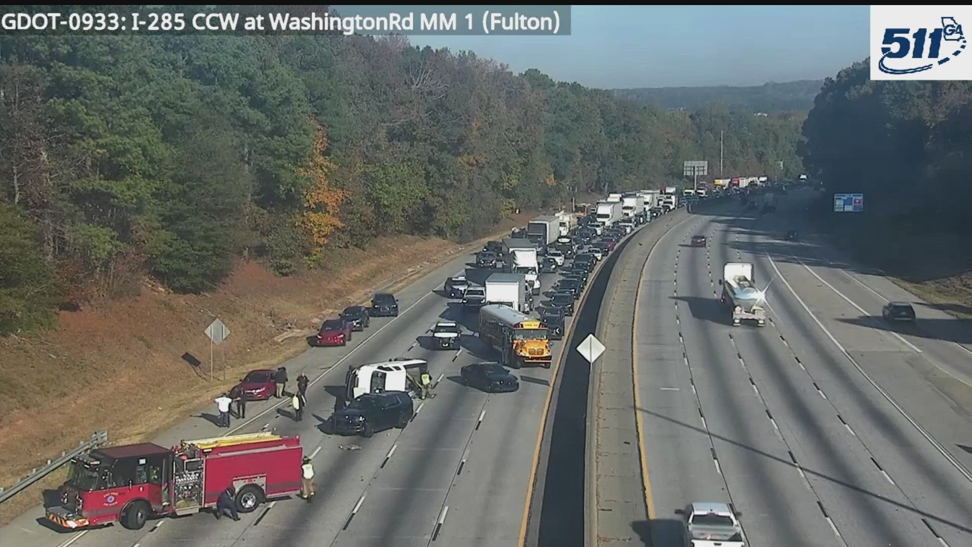 Traffic Alert: All lanes shut down on I-285 SB at Washington Road in ...