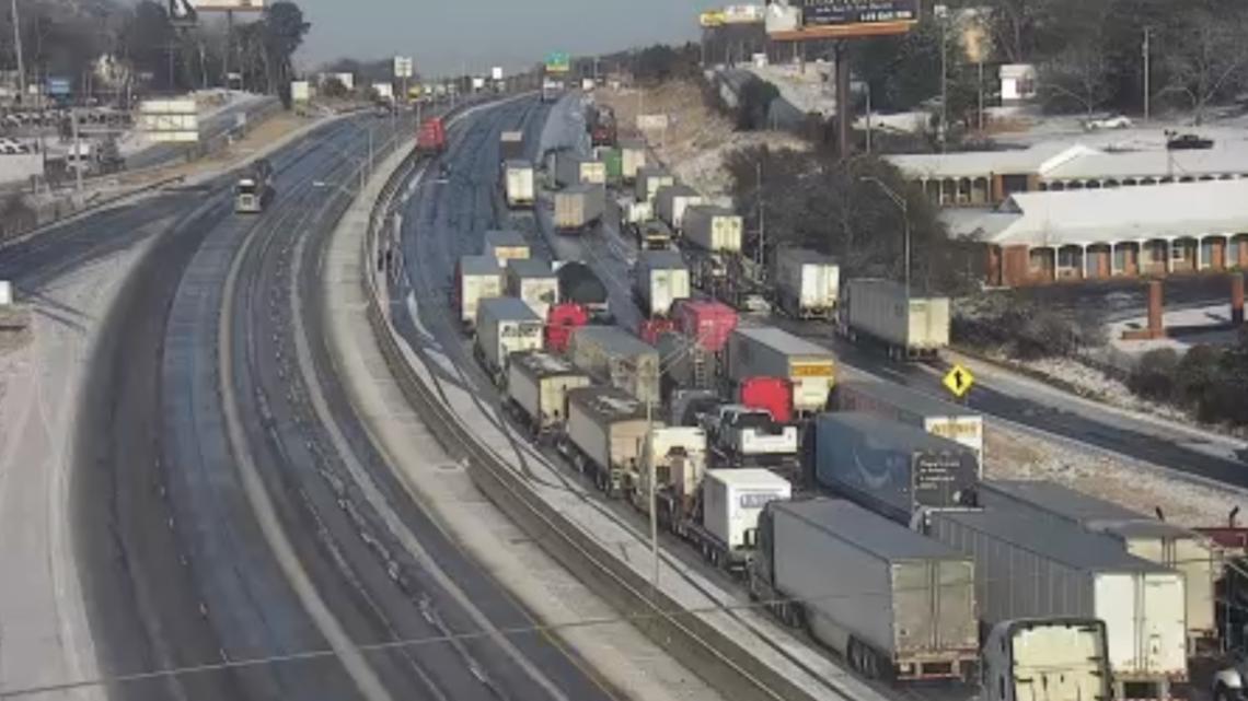 I 75 north traffic Monroe County Forsyth Georgia after ice and snow ...