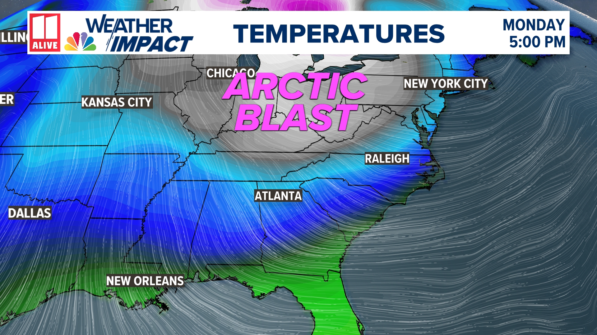 Temperatures tumble Monday as Arctic Air spills into north Georgia ...