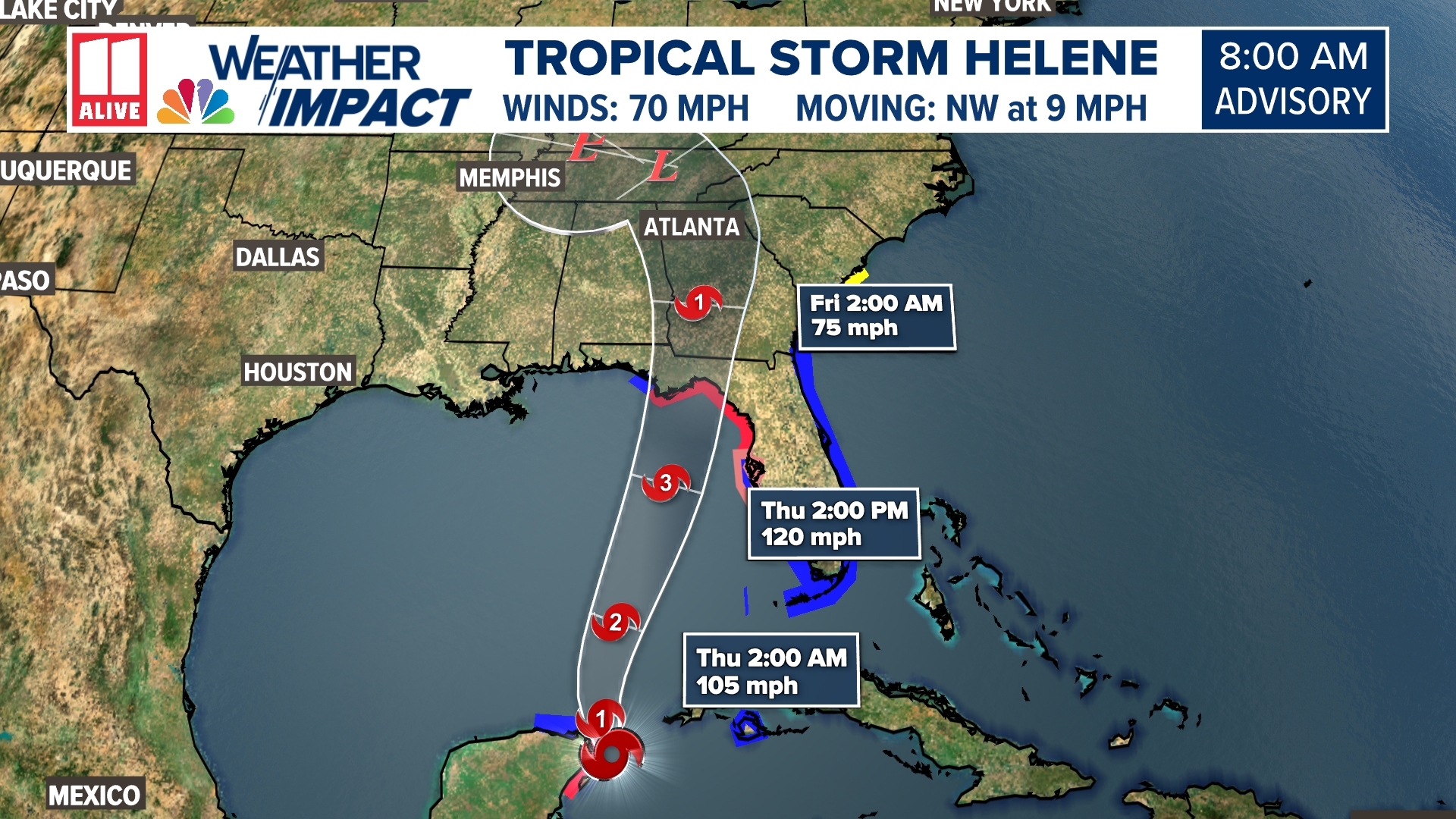 Helene forecast cone, spaghetti models, watches and warnings | 11alive.com