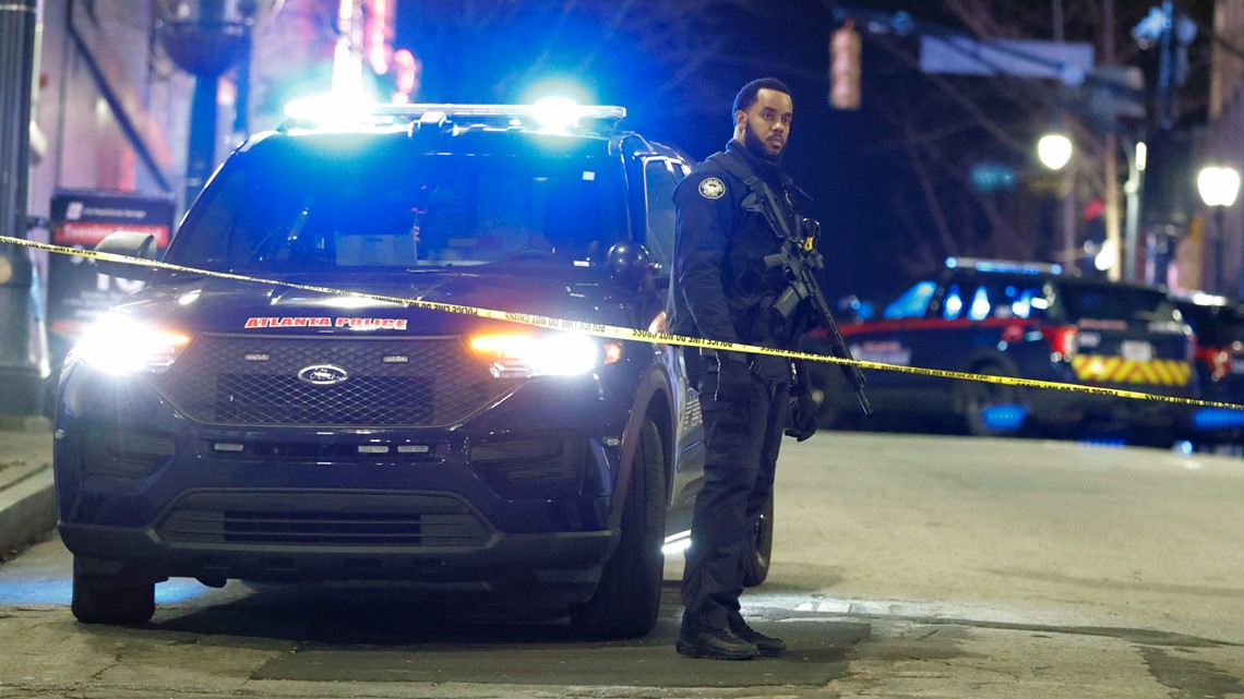 Protests in downtown Atlanta over 'Cop City' | Police car on fire ...