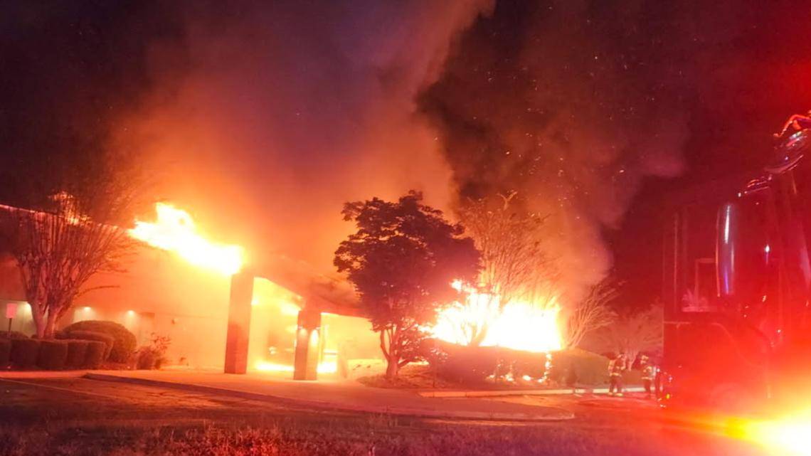 Firefighters battle large blaze at Austell's Eagles Chapel | 11alive.com