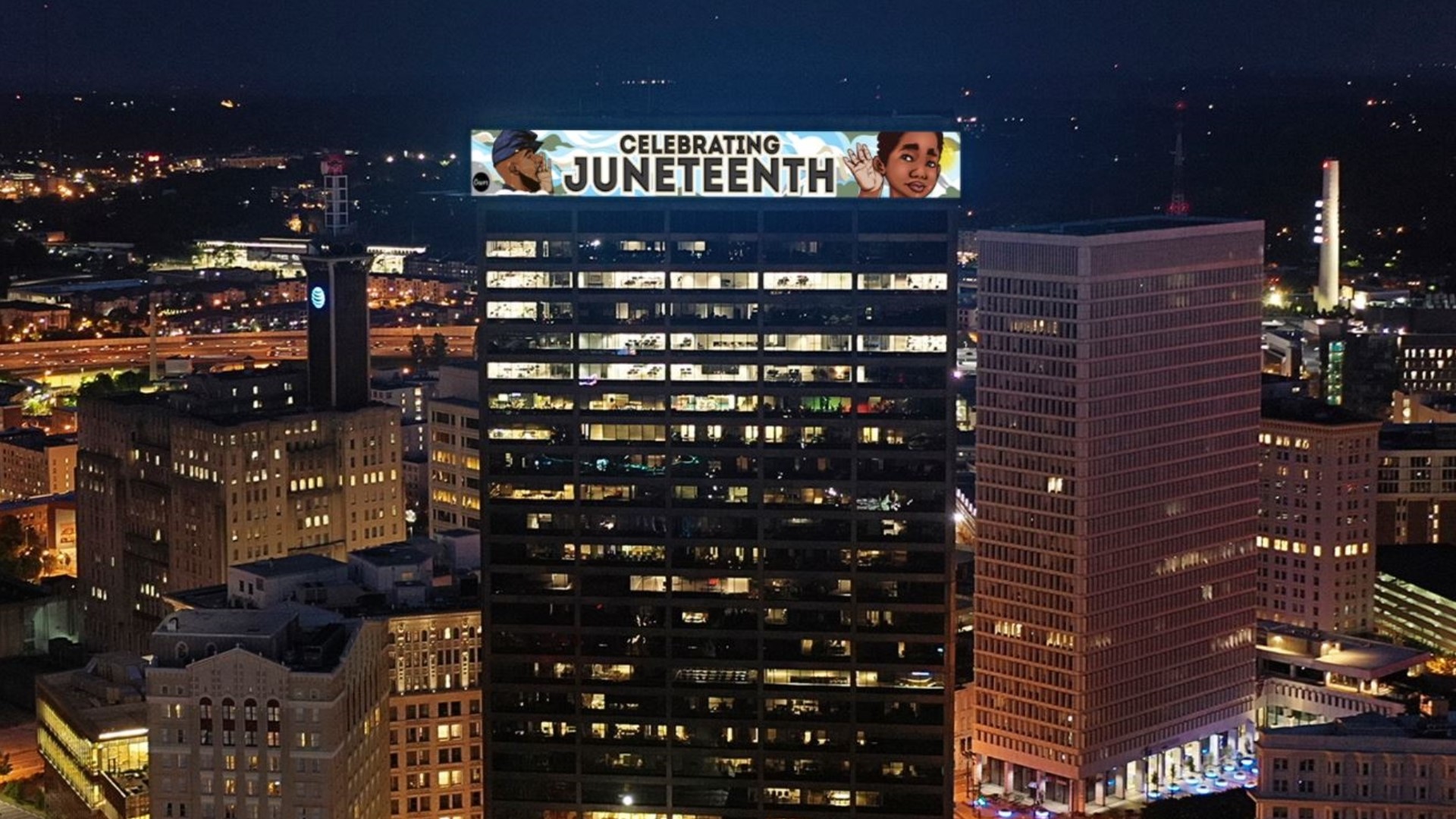 Atlanta Juneteenth mural on 100 Peachtree building | 11alive.com