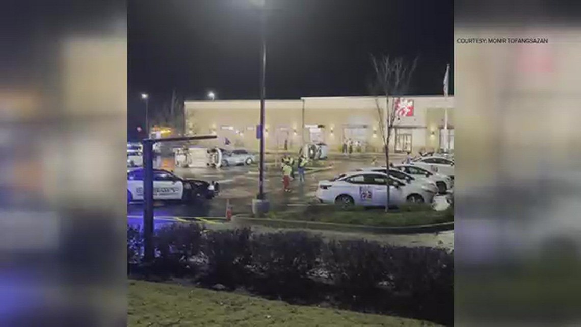 Video shows cars overturned in Chick-fil-A parking lot after tornado ...