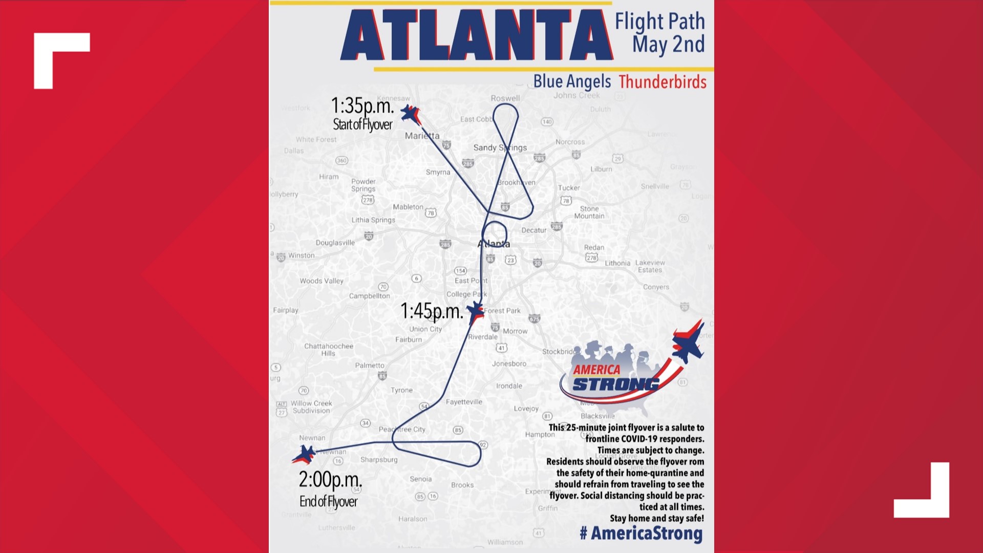 Blue Angels, Thunderbirds Atlanta flight path, schedule, times ...