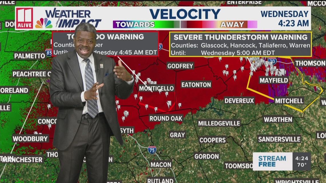 Tornado warning extended for parts of north Georgia; flash flood ...