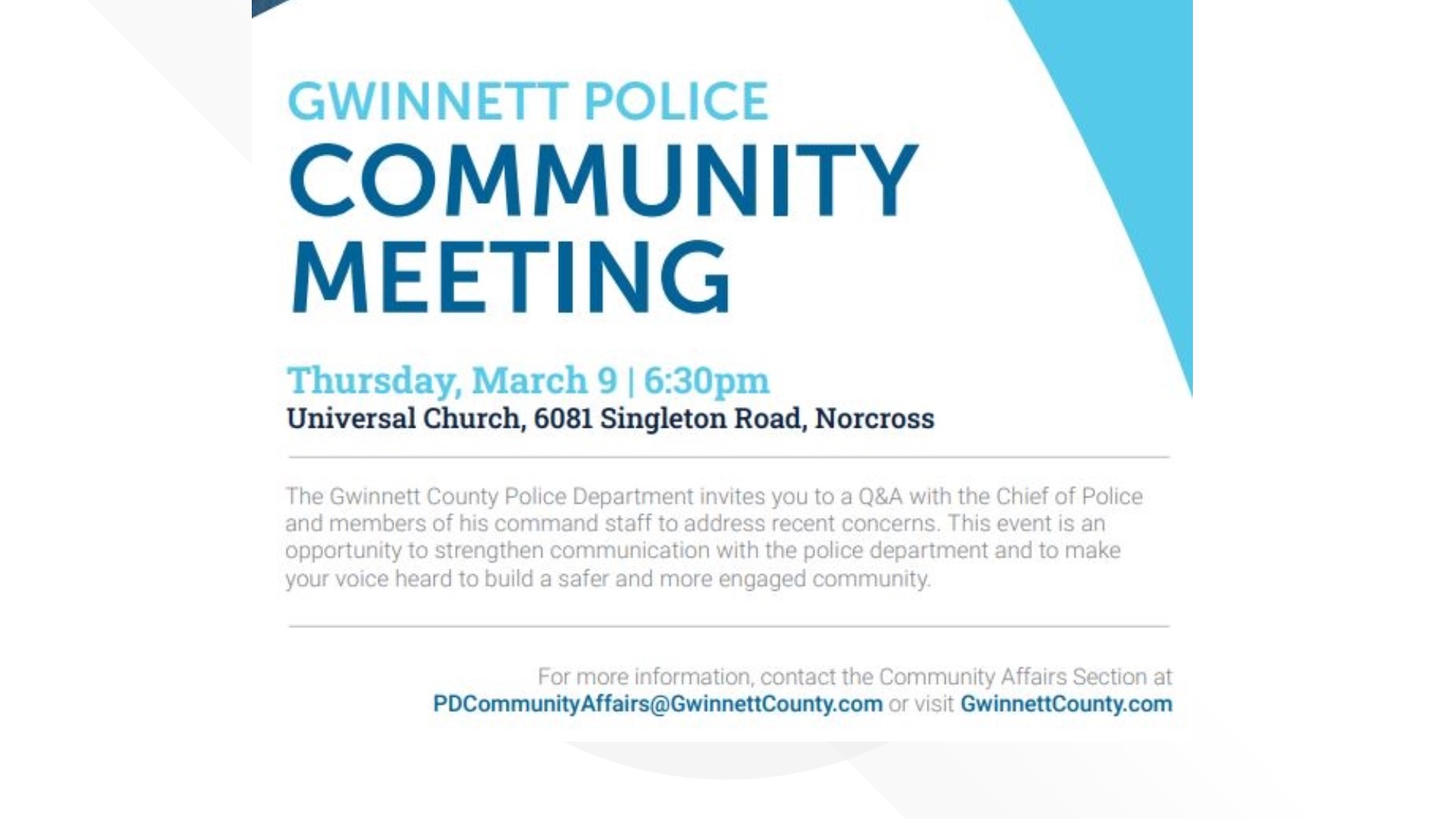 Gwinnett County Police community meeting | 11alive.com
