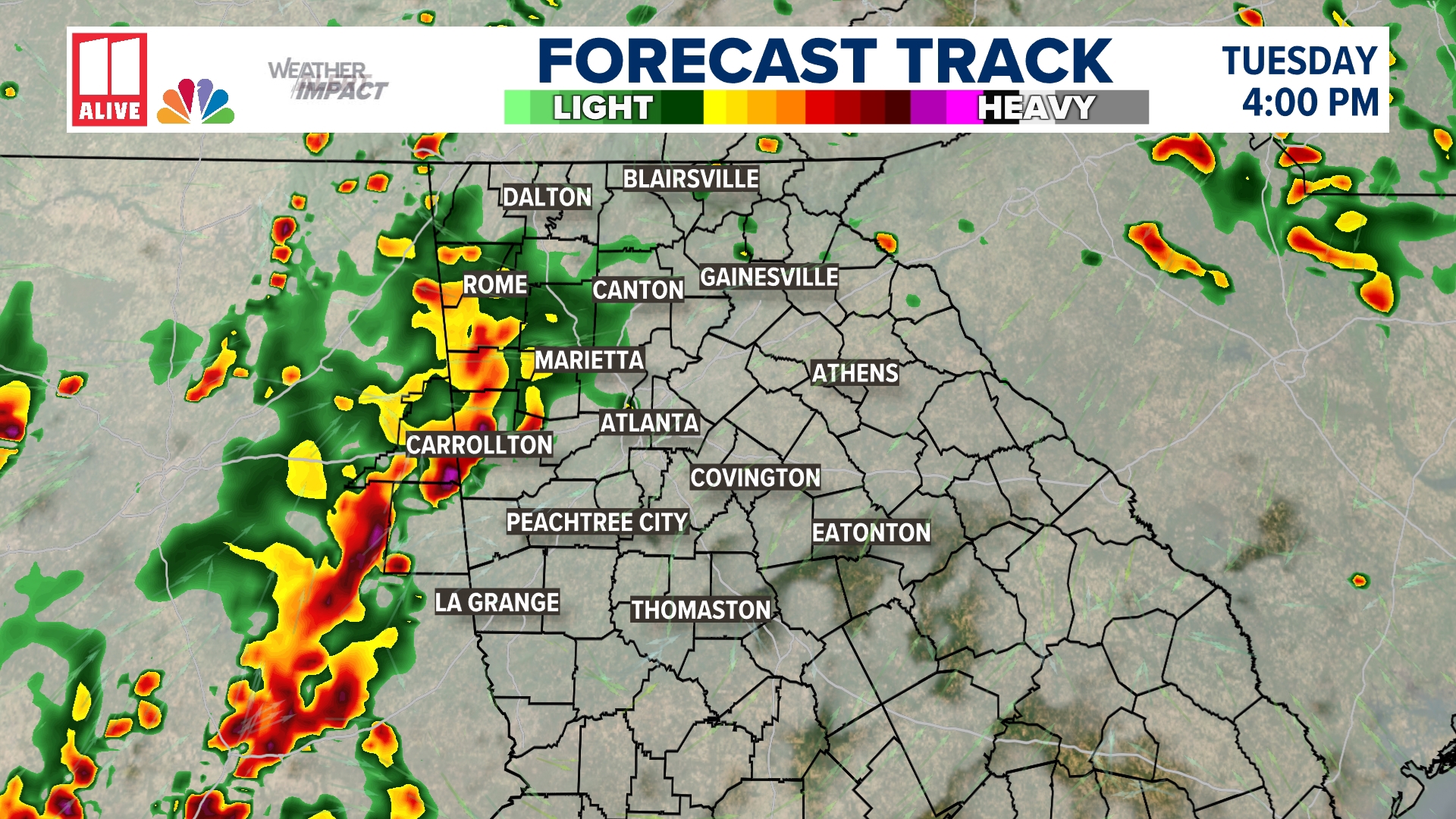 Weather Impact Alert | Heavy rain, strong storms expected Tuesday ...