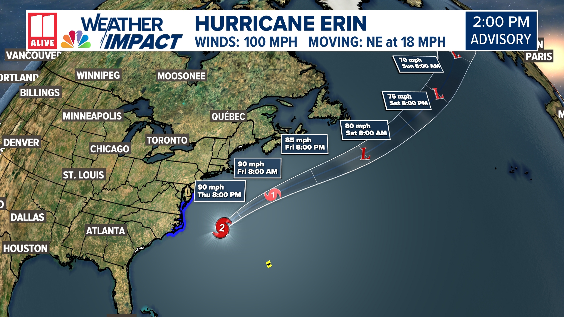 Hurricane Erin latest model and track | 11alive.com