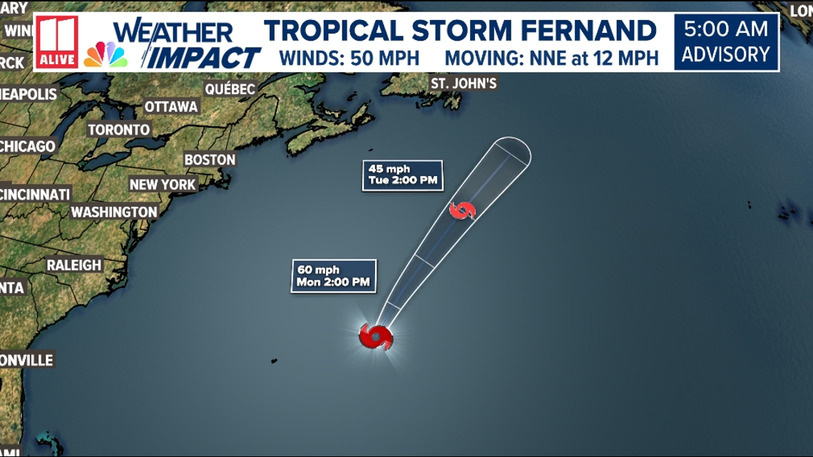 Tropical Storm Fernand gaining strength in the Atlantic | 11alive.com