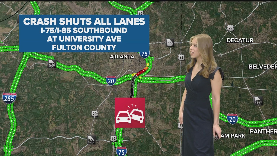 Traffic Red Alert: Eight-vehicle crash shuts down I-75/85 SB at ...