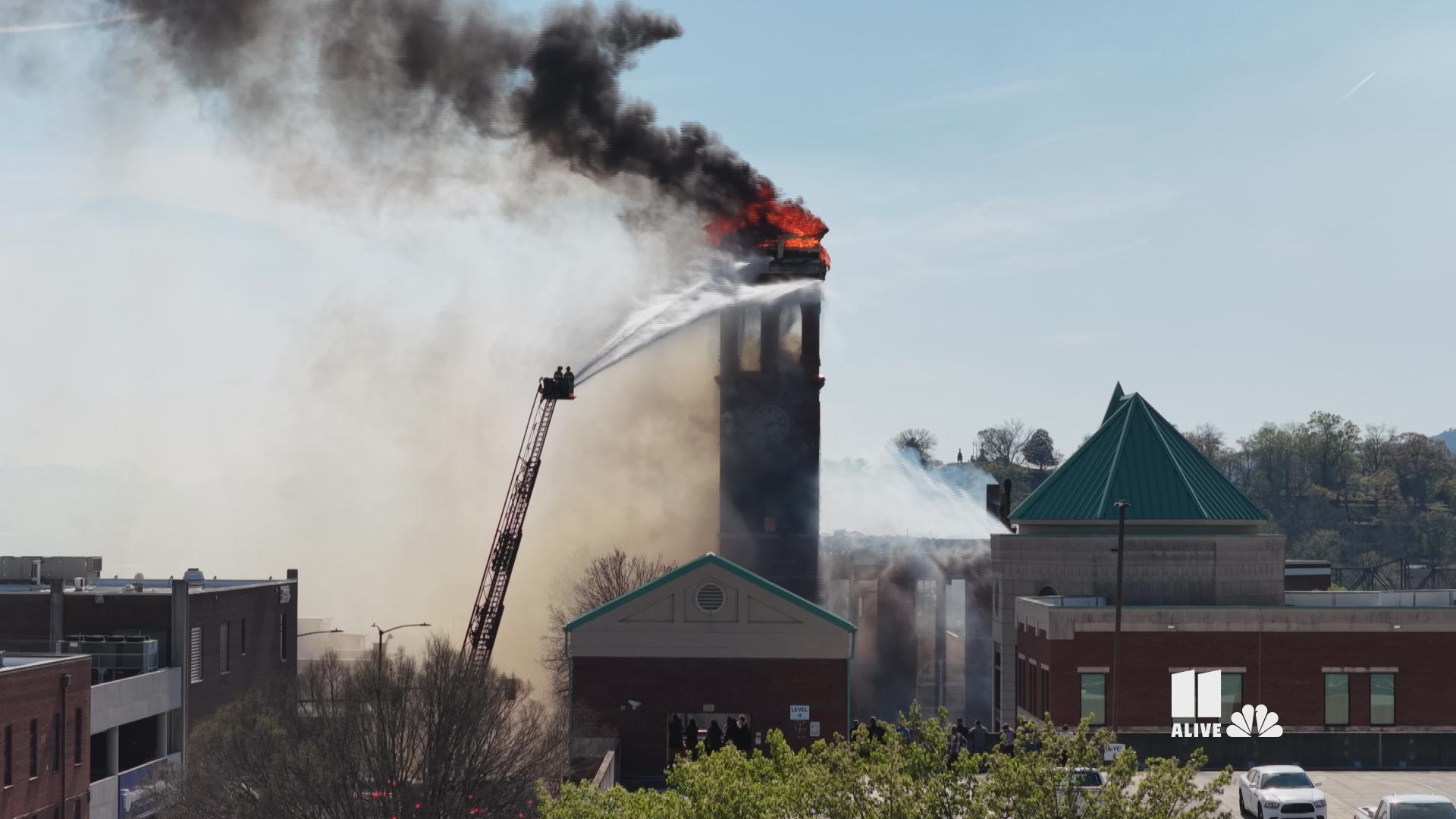 Drone video: Fire at historic courthouse in Rome | 11alive.com