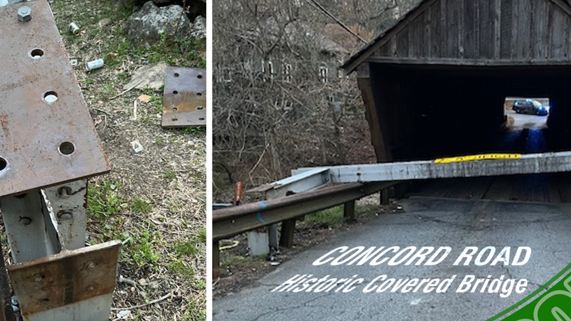 Concord Road Covered Bridge hit for second time in a week | 11alive.com