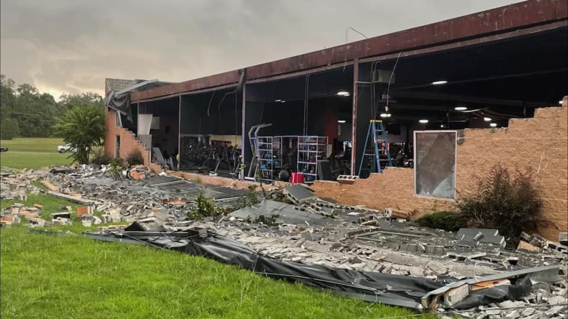 Firehouse Gym wall ripped off Calhoun damage | 11alive.com