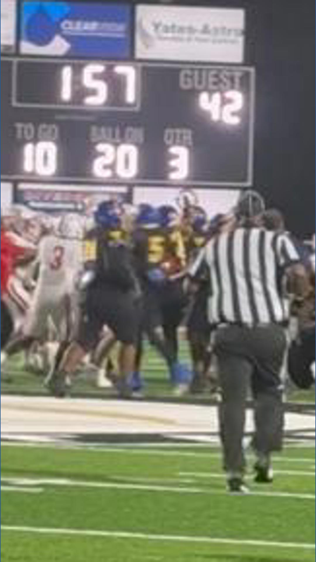 Massive benches-clearing brawl forces GHSA high school playoff game to ...