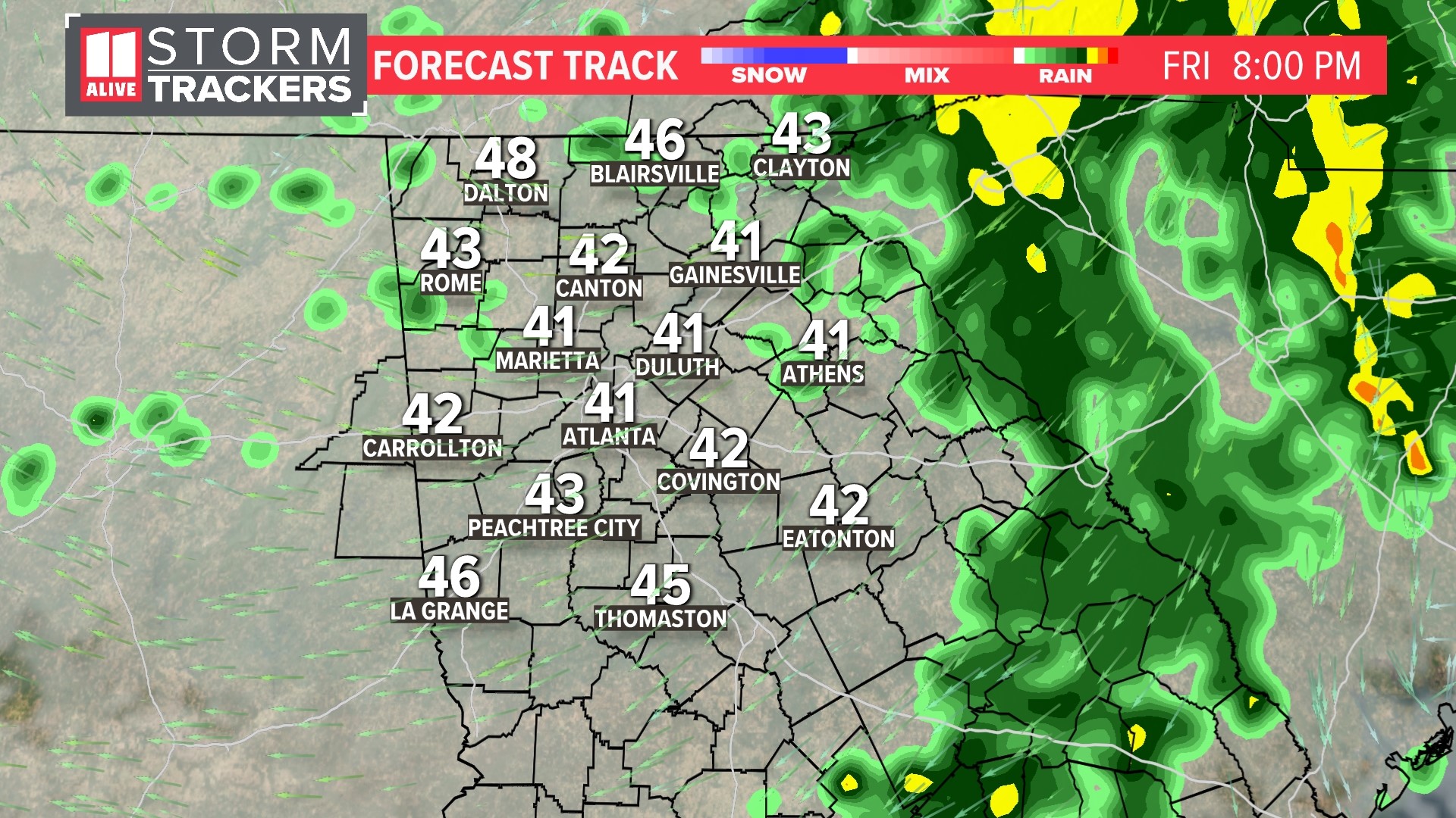 Widespread rain moving back into north Georgia on Friday | 11alive.com