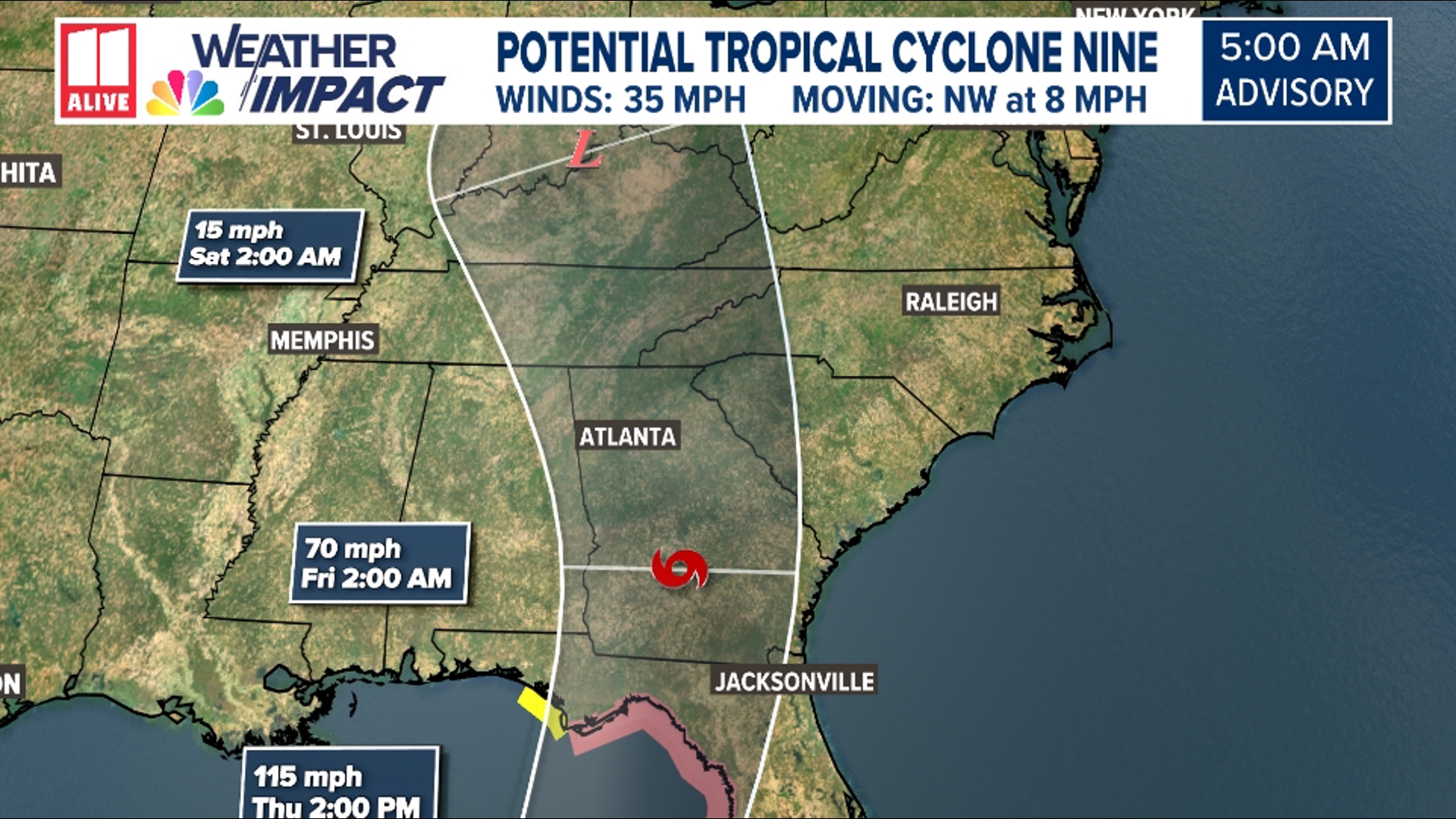 Potential Tropical Cyclone 9 forecast track, spaghetti models | 11alive.com