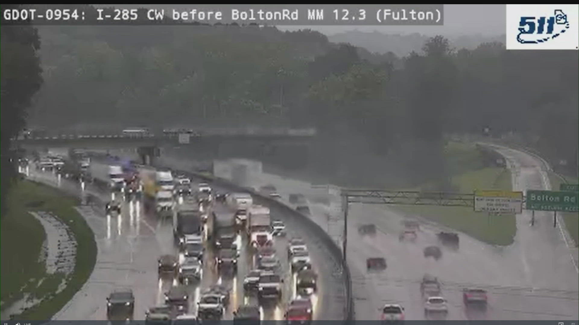 Atlanta road conditions | Ponding on I-285 in Fulton County | 11alive.com