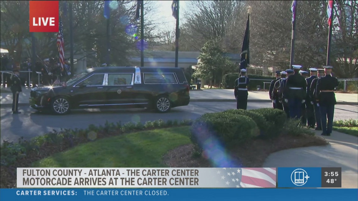 Carter family, motorcade arrives at The Carter Center in Atlanta ...