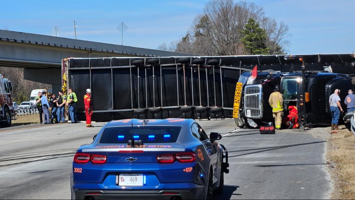 I 75 North crash Cobb County traffic all overturned tractor trailer | 11alive.com
