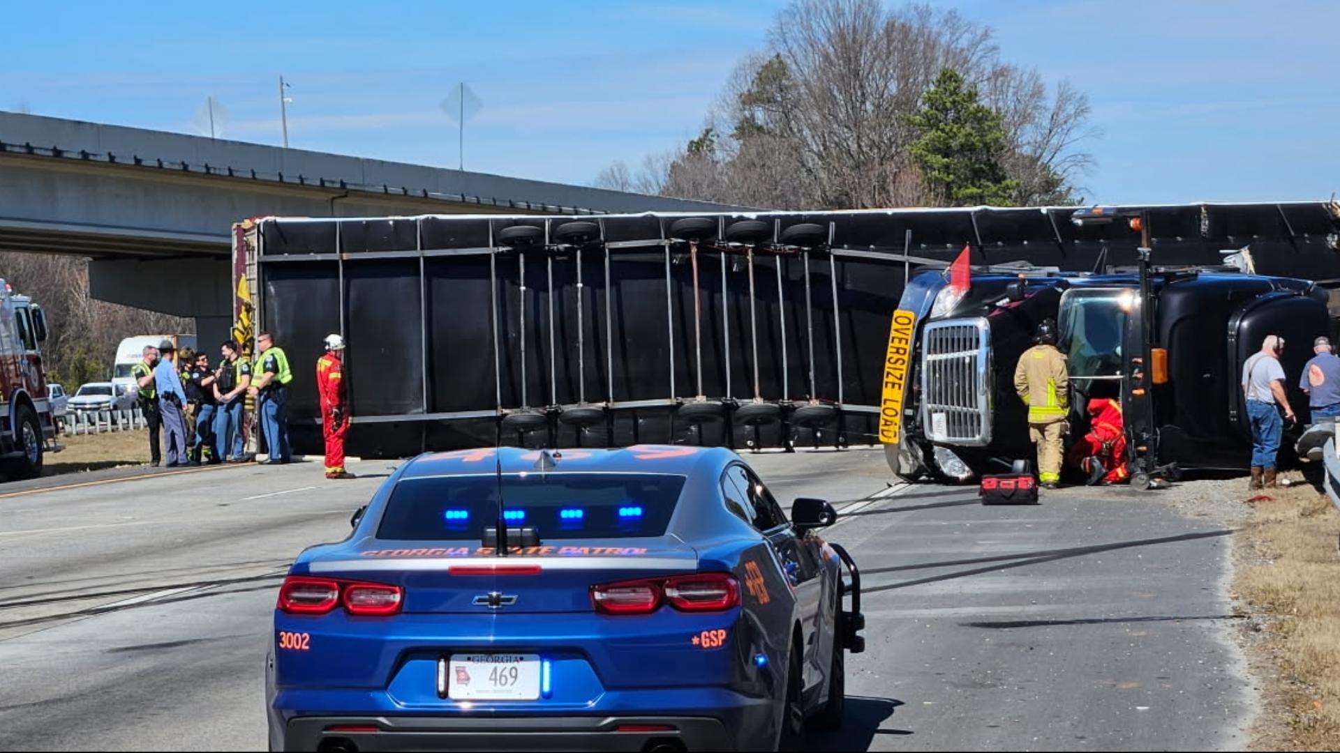 I 75 North crash Cobb County traffic all overturned tractor trailer ...