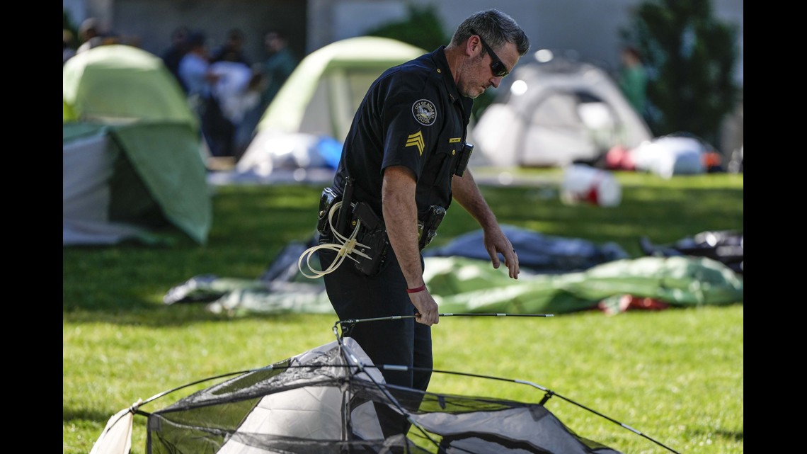 Emory University Gaza Palestine Cop City protest; police respond ...