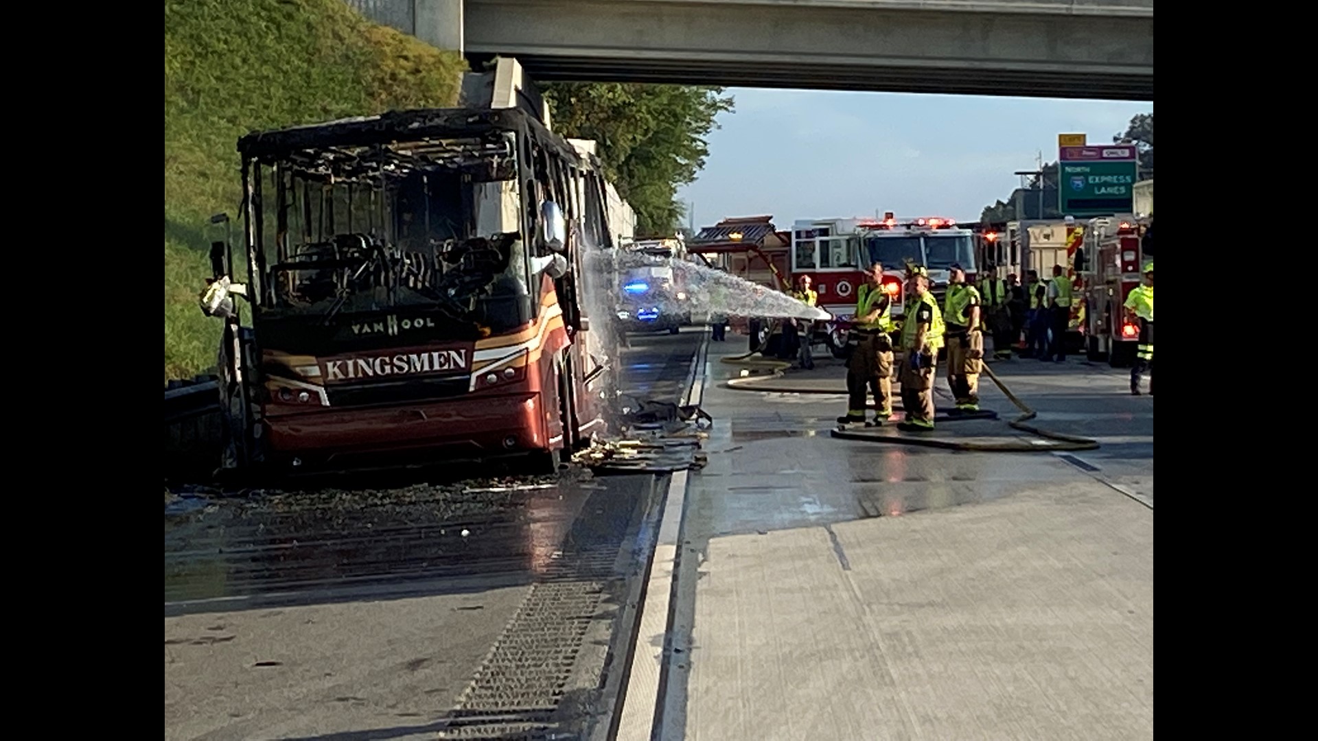 Bus fire on 285 near Paces Ferry Road | 11alive.com