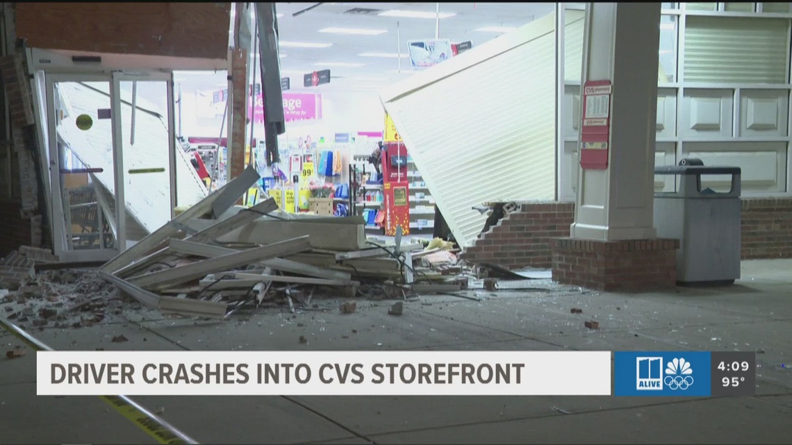 Vehicle crashes into CVS for robbery | 11alive.com