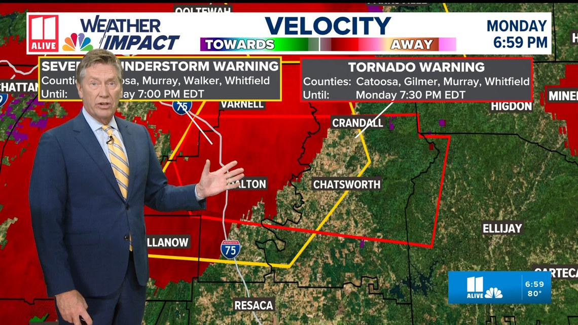 Tornado Warning issued in Gilmer County in north Georgia | 11alive.com