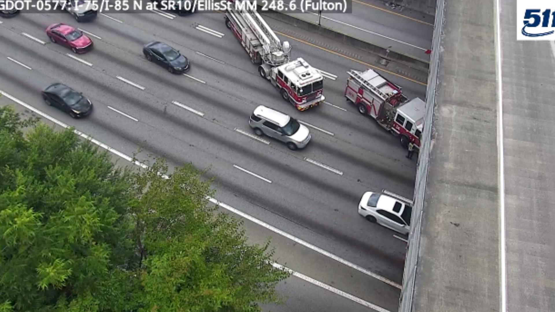 I-75 I-85 traffic crash Atlanta Downtown Connector near Freedom Parkway ...